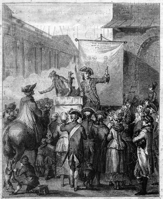 A francia sarlatán a XVIII. Metszet a „Le XVIIIème siècle: szokások ...